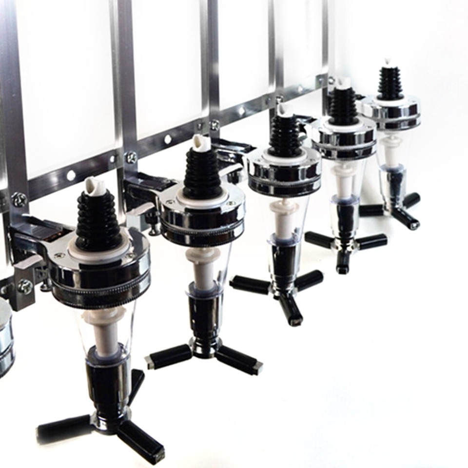 6 Bottle Alcohol Liquor Dispenser Stand Wall Mounted Drink Beer Wine ...