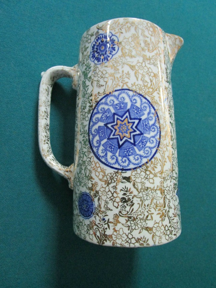 Antique James Kent Fenton Osaka Pattern Blue And Gilt Pitcher Jug 7 ...