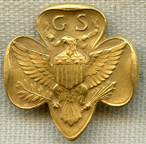 Rare 120 10k Gold Traditional Girl Scout Membership Pin Eagle Leader