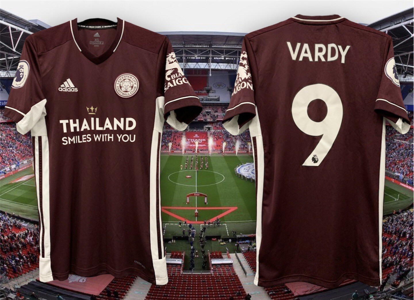 Adidas VARDY Leicester City 2020 21 Away XS Maroon Shirt Burgundy Top ...