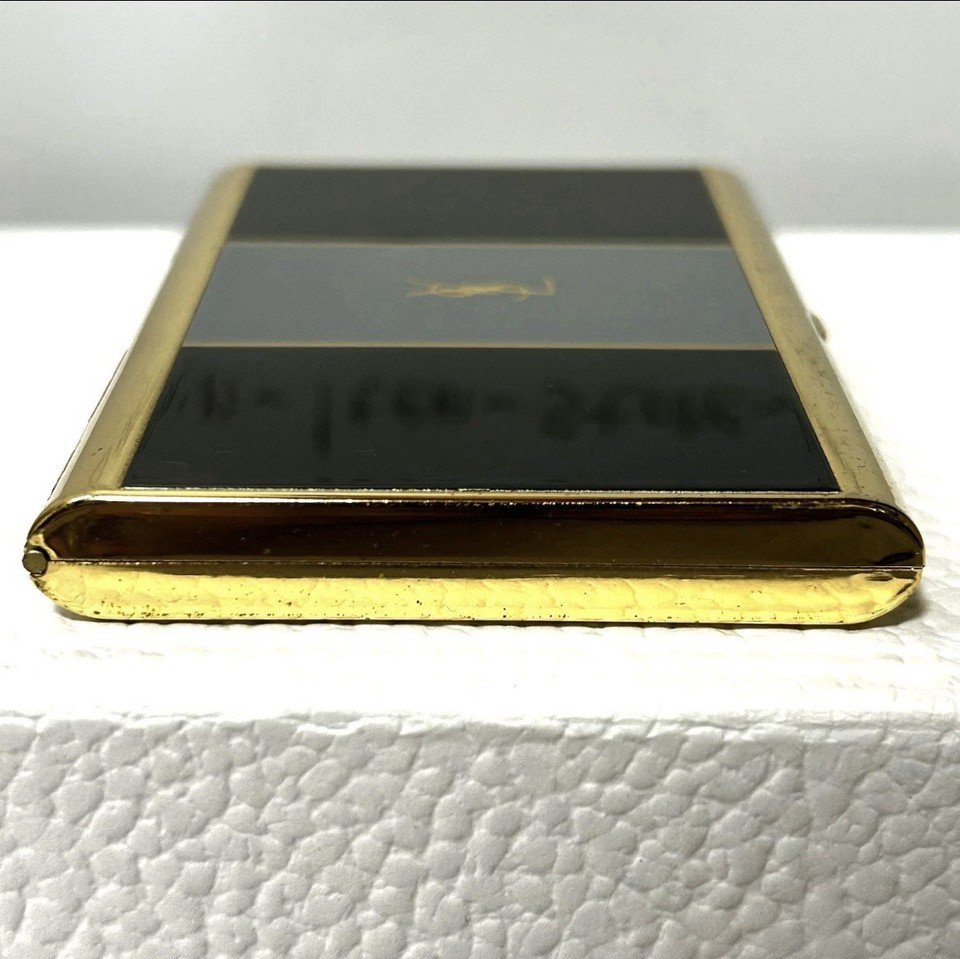 YVES SAINT LAURENT YSL Logo Vintage Cigarette Holder Card Case Black ...