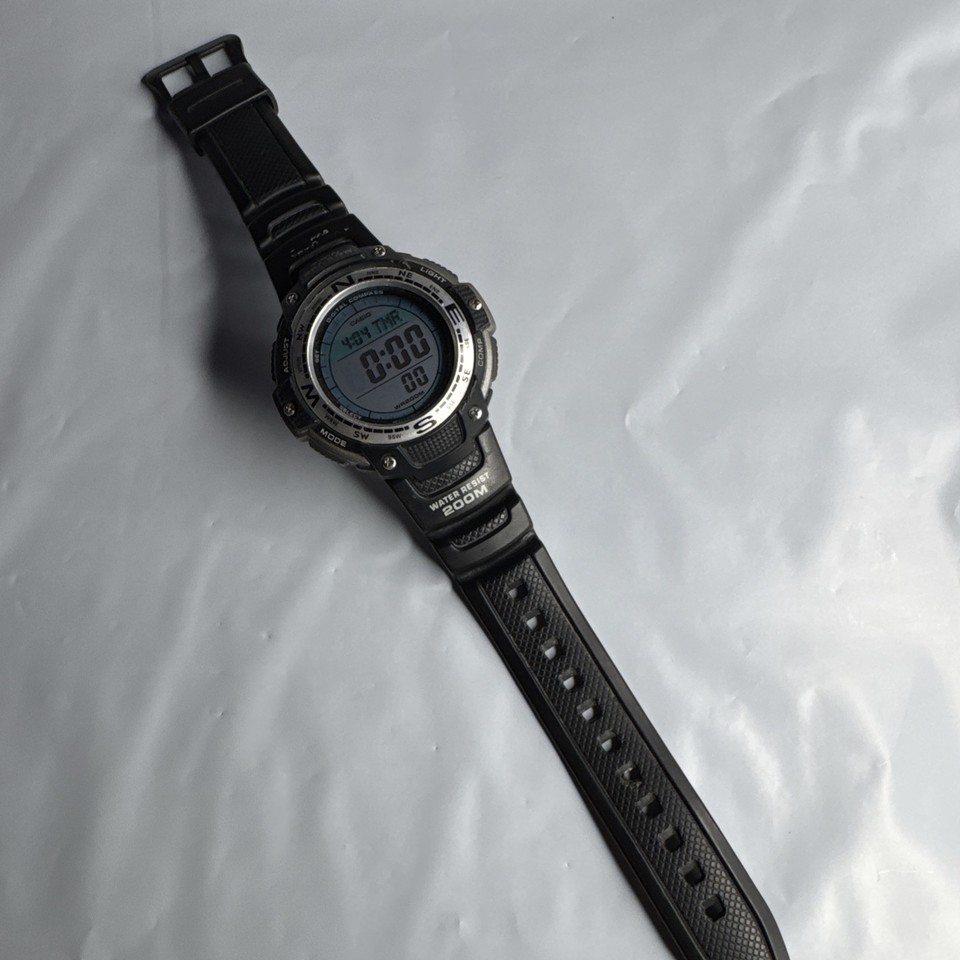 Casio Twin Sensor Watch Men Digital Compass Black 3157 SGW-100 200M New ...