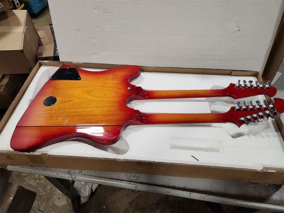 12+6 String Double Neck Firebird Cherry Sunburst Solid Electric Guitar ...