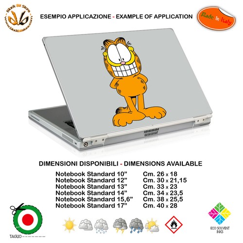 Isidoro garfield gatto adesivo notebook tablet sticker cartoon print ...