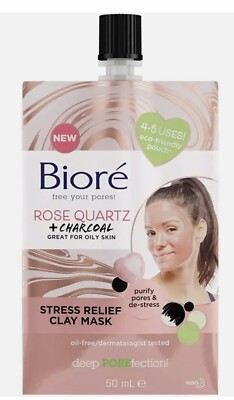 Biore Rose Quartz and Charcoal Stress Relief Clay Mask, 50 ml | eBay UK
