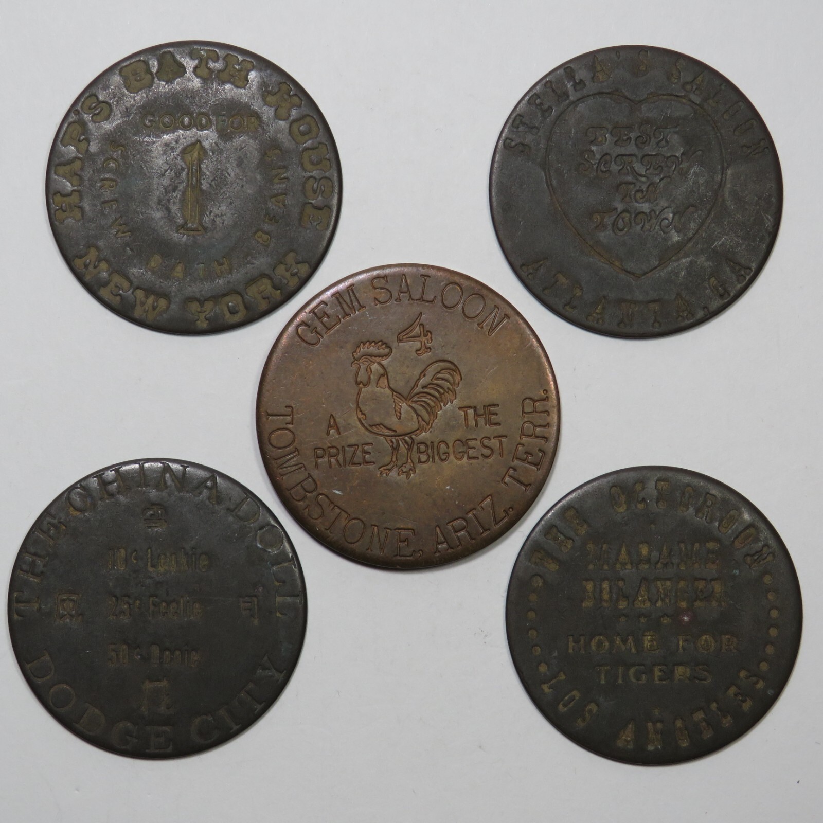 Fantasy All Night Brothel Tokens - Lot of 5 - Tombstone Dodge City ...