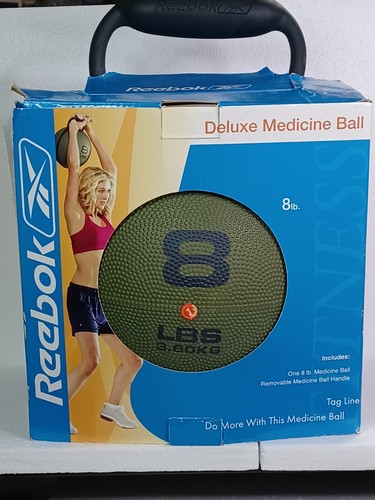 Reebok 8lb. Exercise Deluxe Medicine Workout Ball With Handle In Box ...