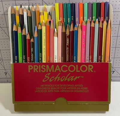 Prismacolor Scholar 48 Count Color Pencils Stanford Used Box set Crayon ...