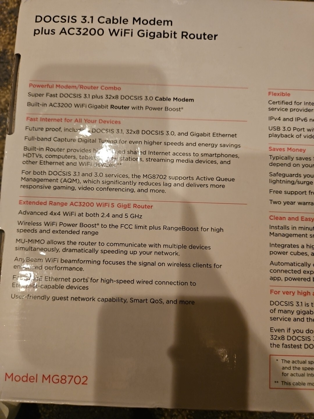 Motorola MG8702 DOCSIS 3.1 Cable Modem with Gigabit Router for sale ...