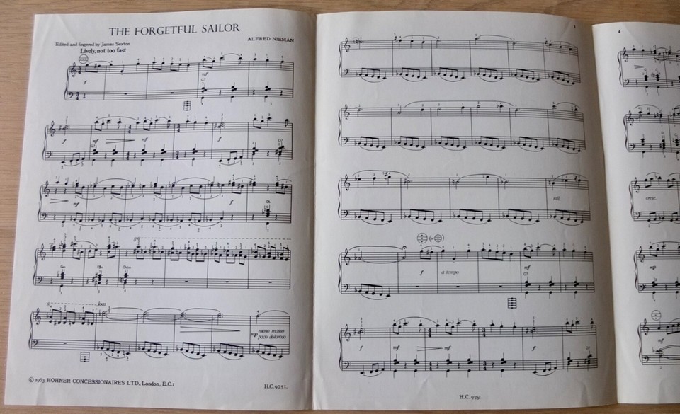 ALFRED NIEMAN THE FORGETFUL SAILOR ACCORDION SOLO SHEET MUSIC (1963 ...