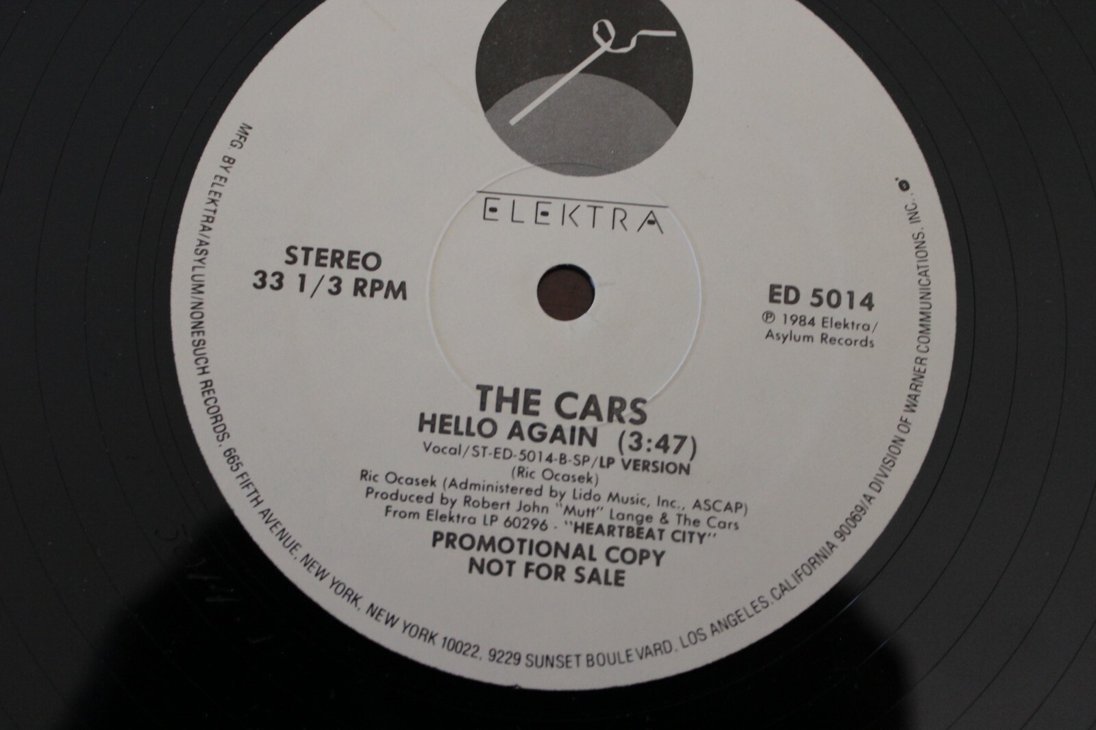 THE CARS - HELLO AGAIN - ELEKTRA RECORD - ED 5014 - RELEASED 1984 - PROMO COPY | eBay