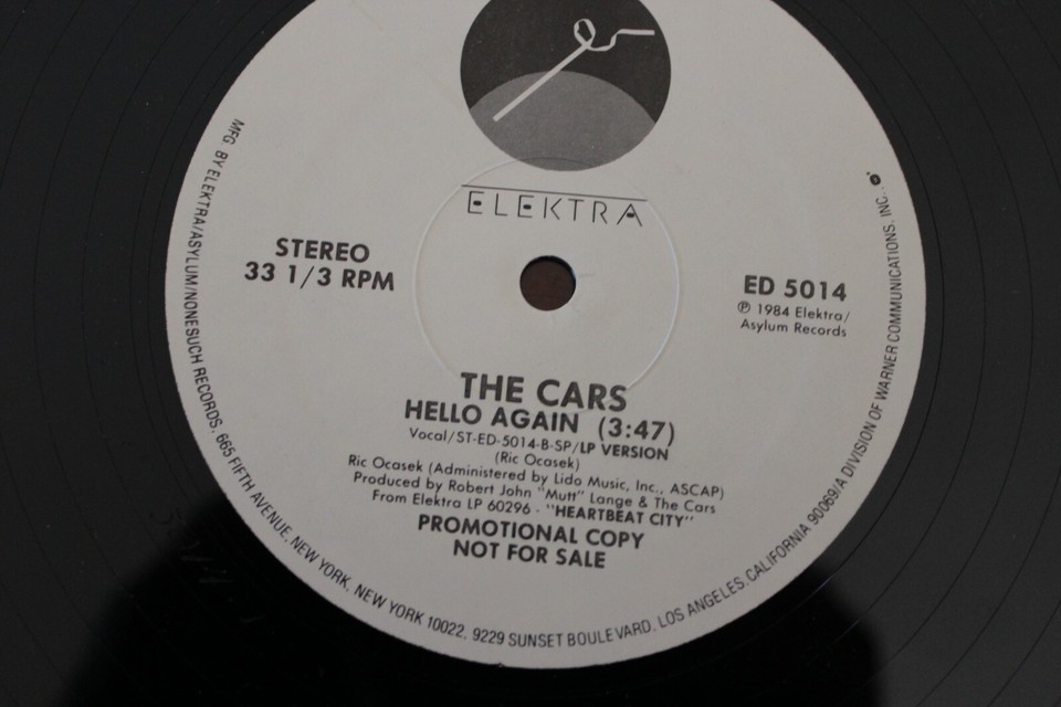 THE CARS - HELLO AGAIN - ELEKTRA RECORD - ED 5014 - RELEASED 1984 ...