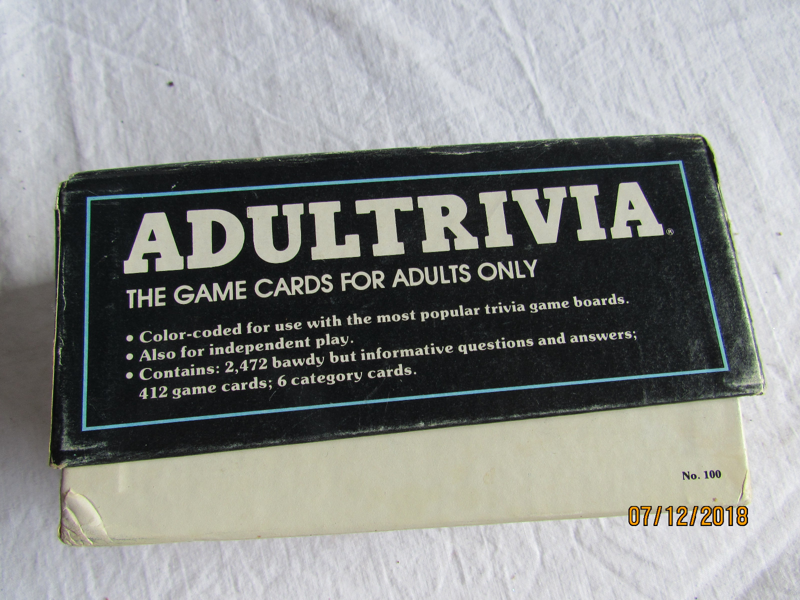 1984 Vintage ADULT TRIVIA Blue Box Card Game for Adults Only Couples ...