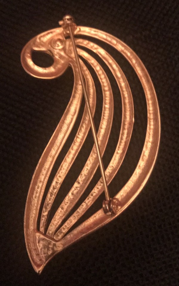 Vintage Gold-tone Abstract Brooch Pin, Matte Outline Shiny Interior 3 ...