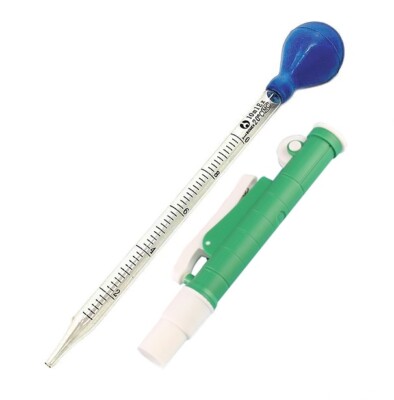 Pipette Pump 10ml Green + 10ml Glass Transfer Graduated Pipette Dropper ...