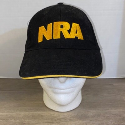 NRA Membership Embroidered Hat Cap Adjustable Black Gold w/USA Flag | eBay