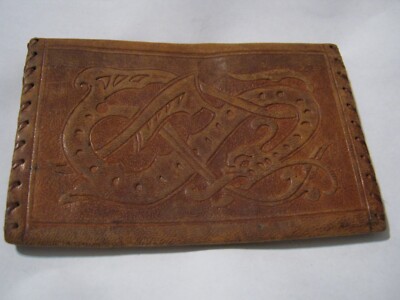 Embossed Leather "Hilsen fra Hardanger" Norway Wallet w/ Viking Designs ...