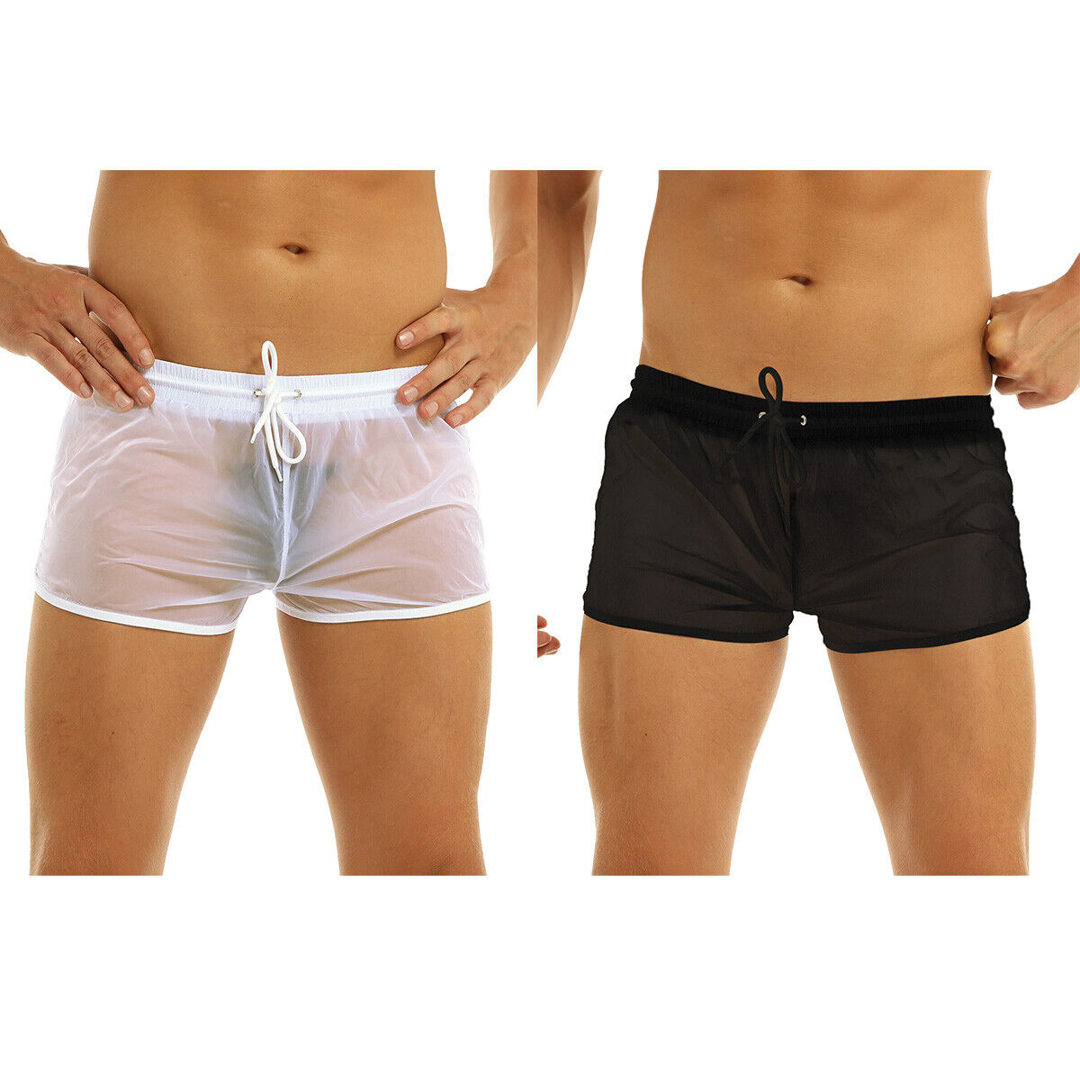 Mens See Through Swim Shorts Swimwear Swimming Trunks Beachwear Boxer