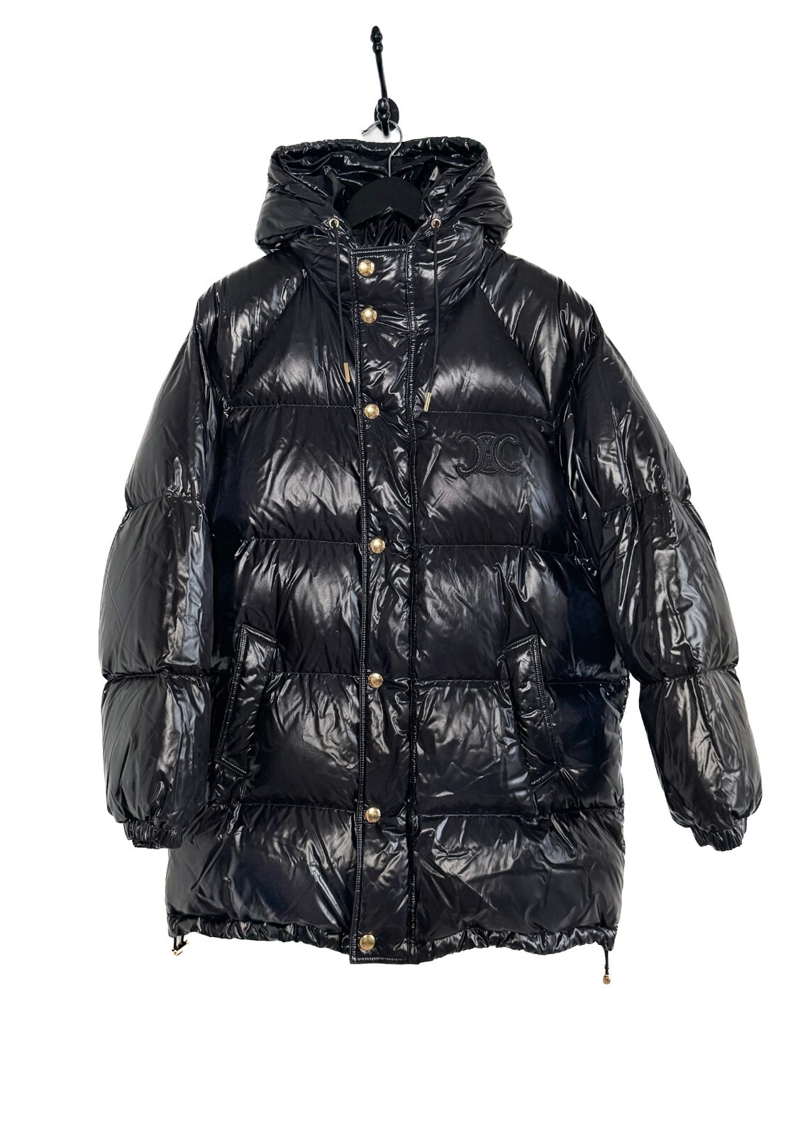 Celine Gold Buttons Triomphe Patch Black Puffer Jacke… - Gem