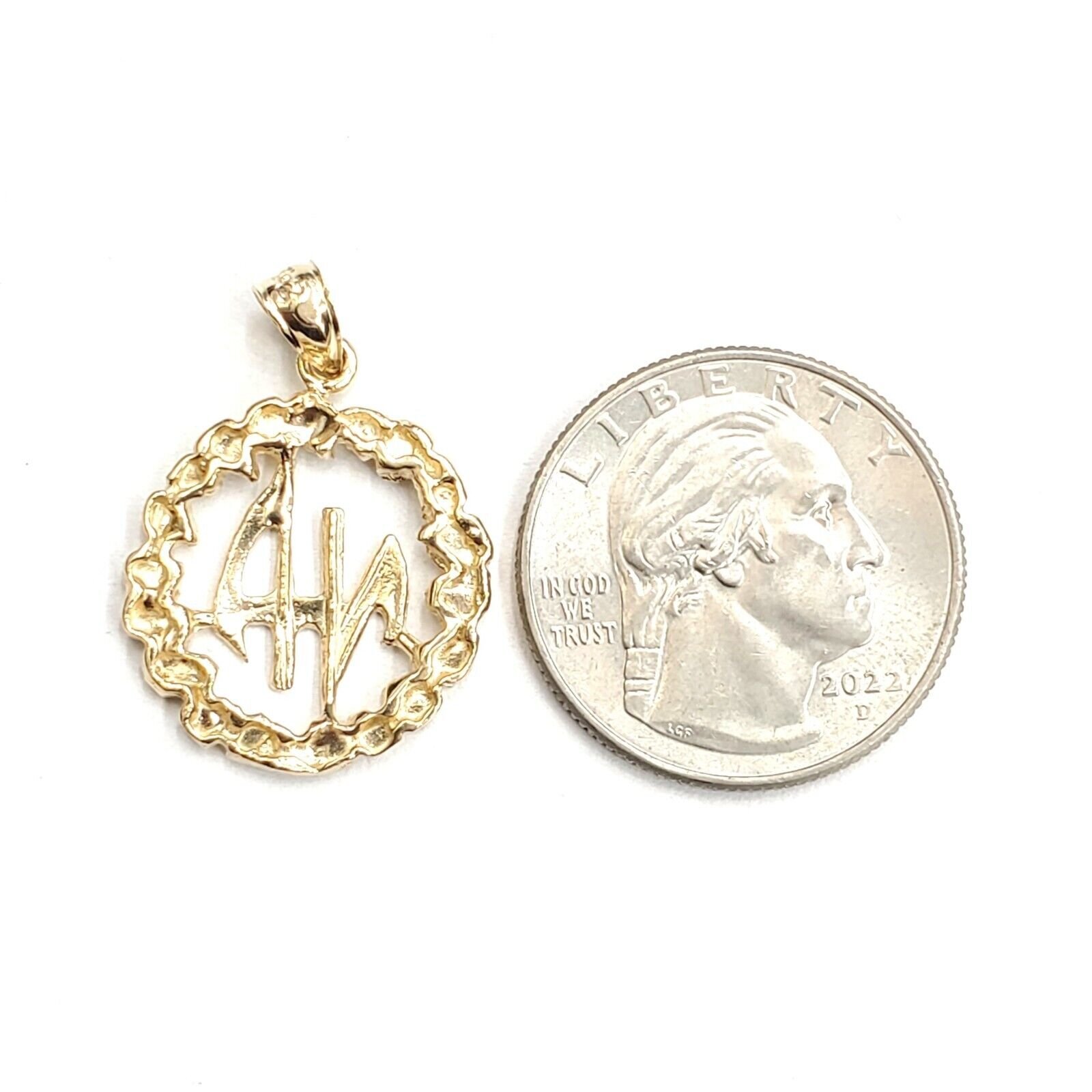 14k yellow Gold Narcotics Anonymous circle NA Symbol Pendant fine ...