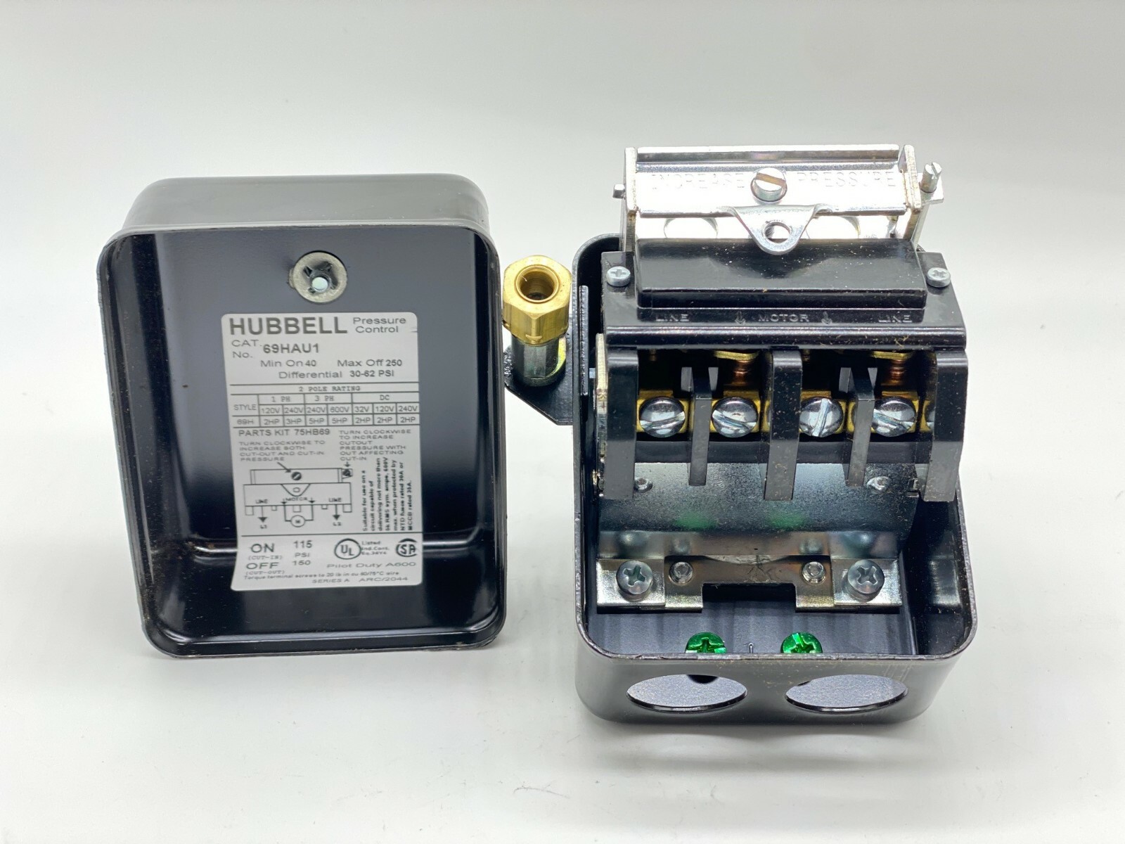 Hubbell 69HAU1 Pressure Switch w/Unloader Factory set 115 in 150 out 3/ ...