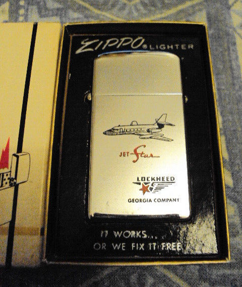 Lockheed JetStar Slim Zippo Lighter 1963 Never Fired | eBay