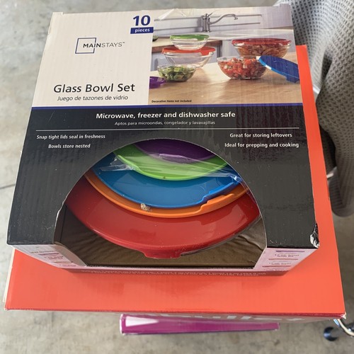 Mainstays Glass Mixing Bowl Set 10Pc Dishwasher Safe BPA-free Home ...