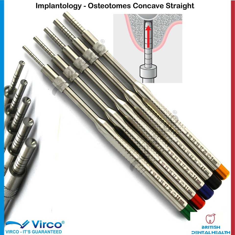 Dental Impantology Sinus Bone Elevation Osteotomes Concave Tip Set of ...