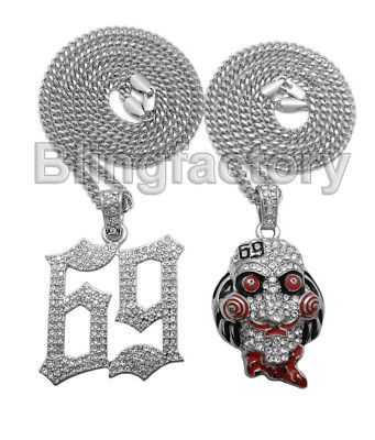deals cheap online Iced Out 6ix9ine Saw Inspired & 69 Pendant & 20" 2