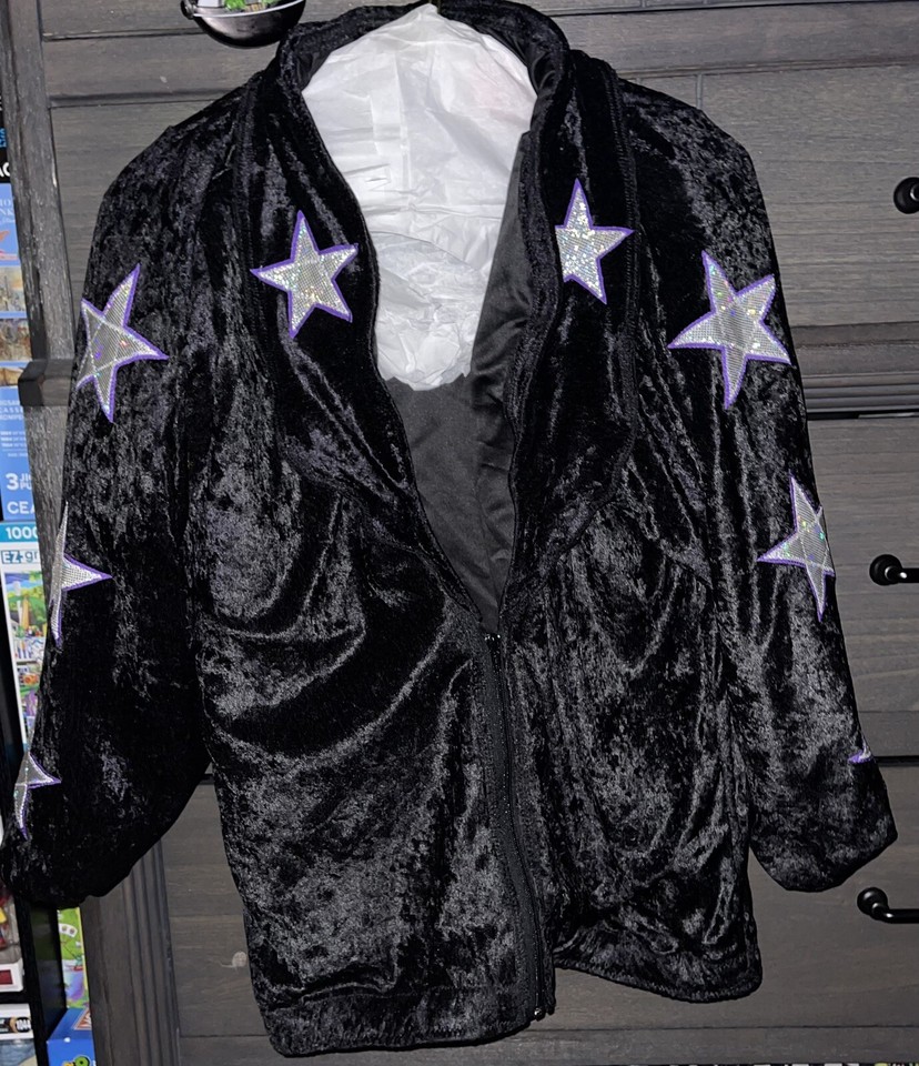 Pro Wrestling Ring Jacket Gear Black Skull Star L WWE AEW Tights | eBay
