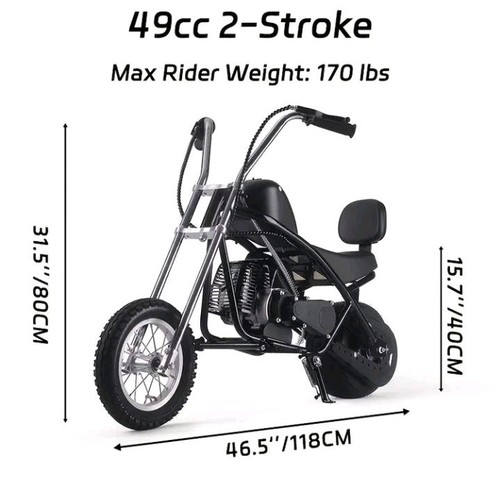 Gas Mini Bike 49cc/20 Mph Top Speed Supports 170 Lbs and Fat Back Tire ...