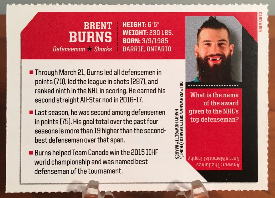 Brent Burns 2017 Sports Illustrated SI for Kids San Jose Sharks NHL ...