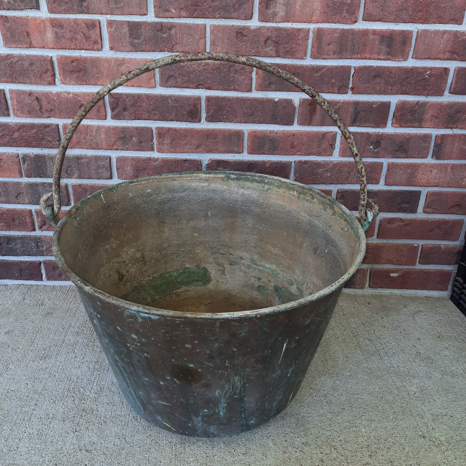 Large Antique 14" H.W. HAYDEN'S Ansonia Brass Co. Brass Bucket Pail Pot ...