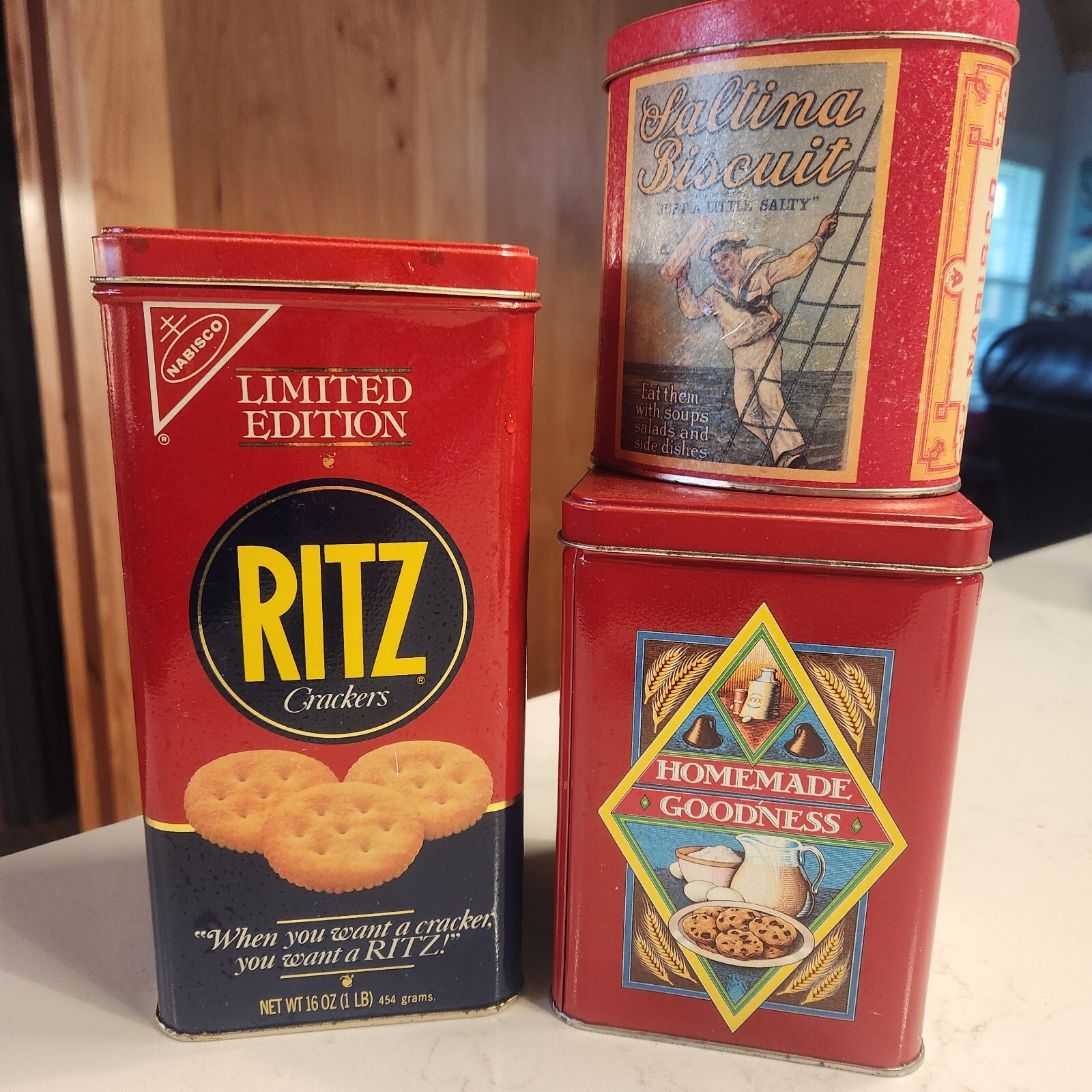 Set of 3 Vintage Tin Storage Cans W/Lids | eBay