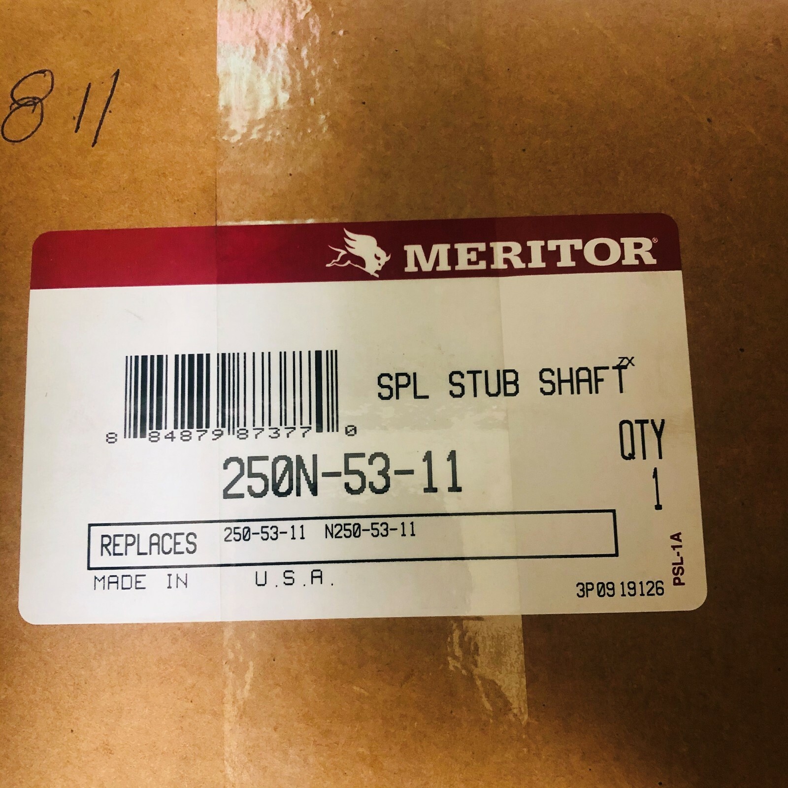 MERITOR 250N-53-11 STUB SHAFT SPL250 SERIES / 250-53-11, 2104-255311 ...