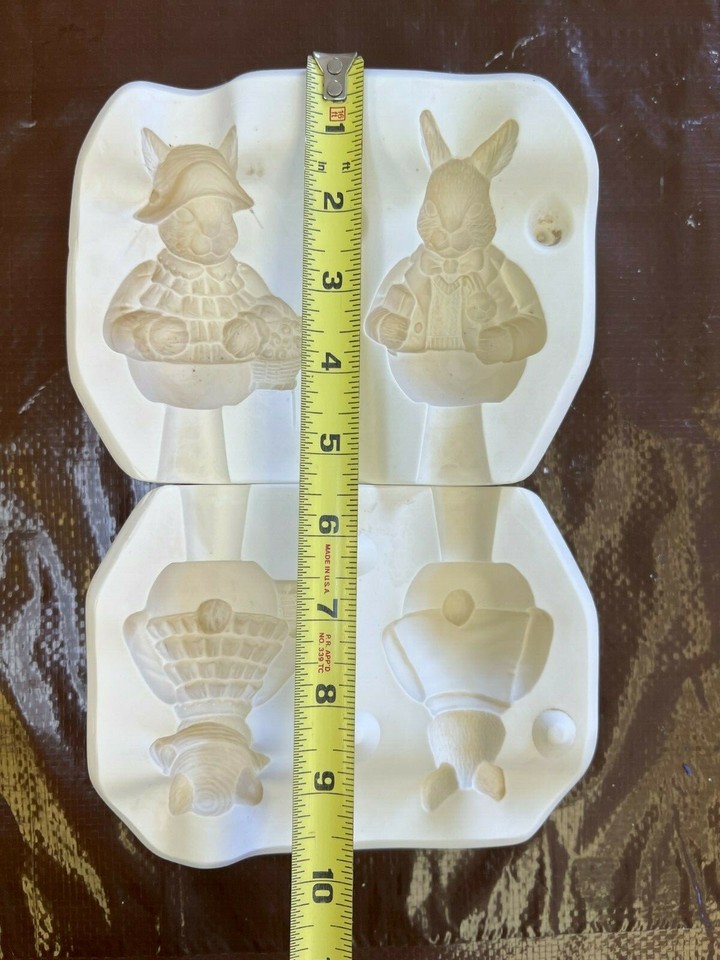 VINTAGE SCIOTO CERAMIC MOLD #S-2385 ROLY POLY BOY & GIRL RABBIT 3 1/2"T ...