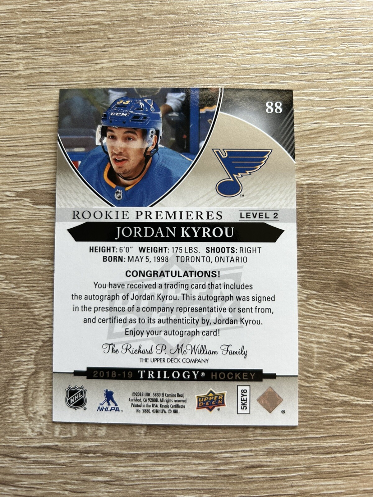 2018-19 Upper Deck Trilogy - Uncommon Rookies Tier 1 Auto #88 Jordan ...