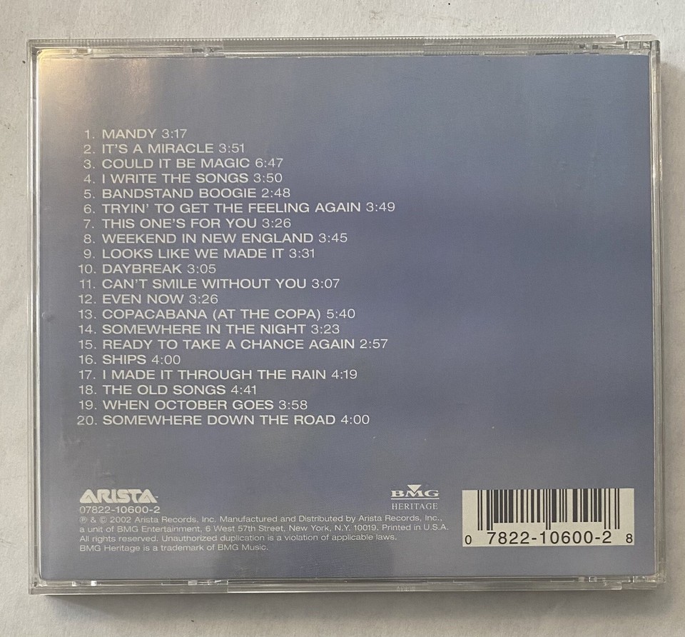 Ultimate Manilow - Barry Manilow (2002, Arista) Vocal Pop Ballad Music ...