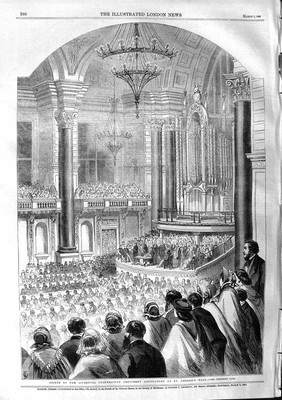 Original Old Antique Print 1863 Soiree Liverpool Co-Operative St ...