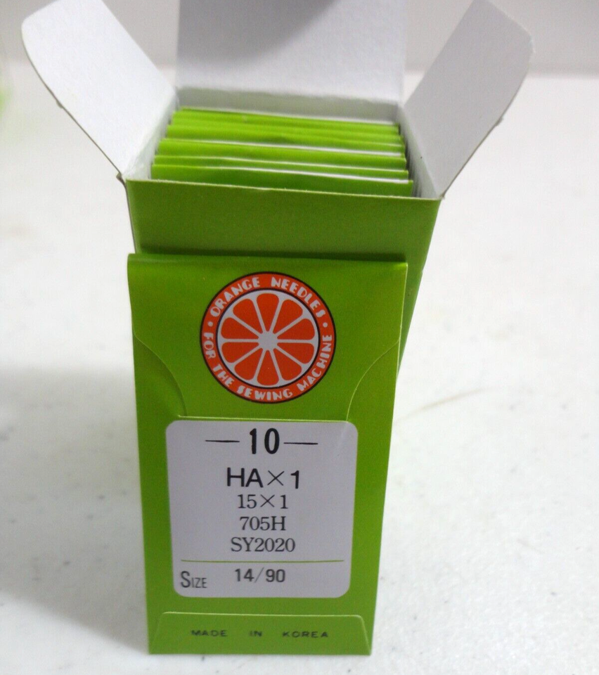 100 Count Orange Sewing Machine Needles Flat Shank 15x1 #14/90 | eBay