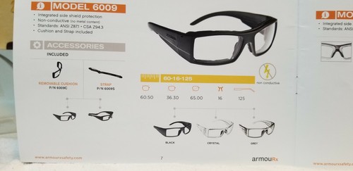Armourx 6009N Crystal Safety Glasses Frame with Demo Lenses (NEW) Ready ...