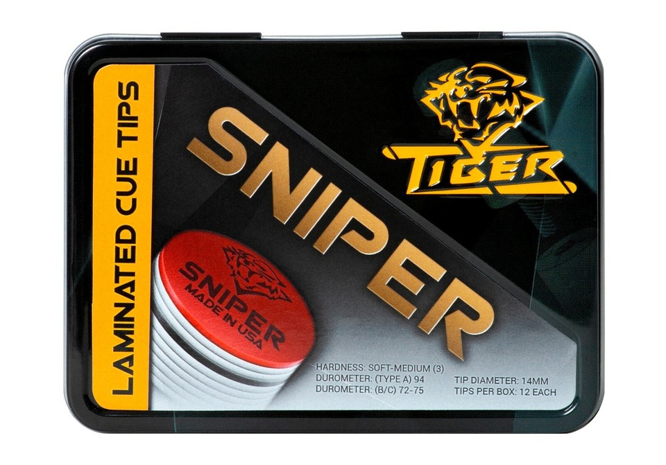 1 TIGER SNIPER Laminated Pool Billiard CUE TIP - 13 or 14 mm ...