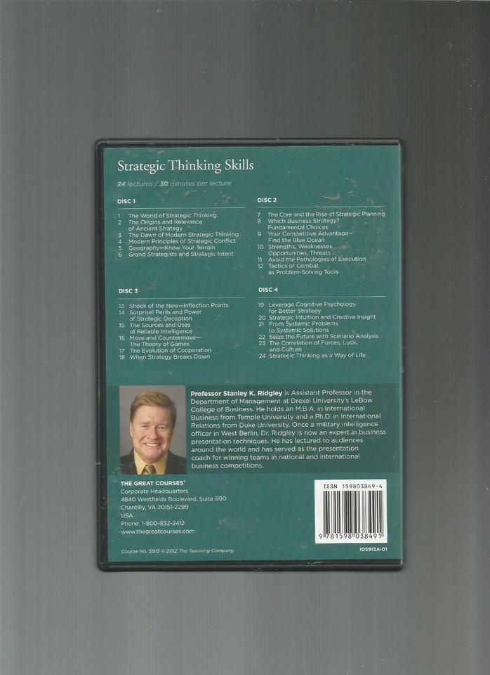 Strategic Thinking Skills with Professor Stanley K. Ridgley (4 Disc Set ...