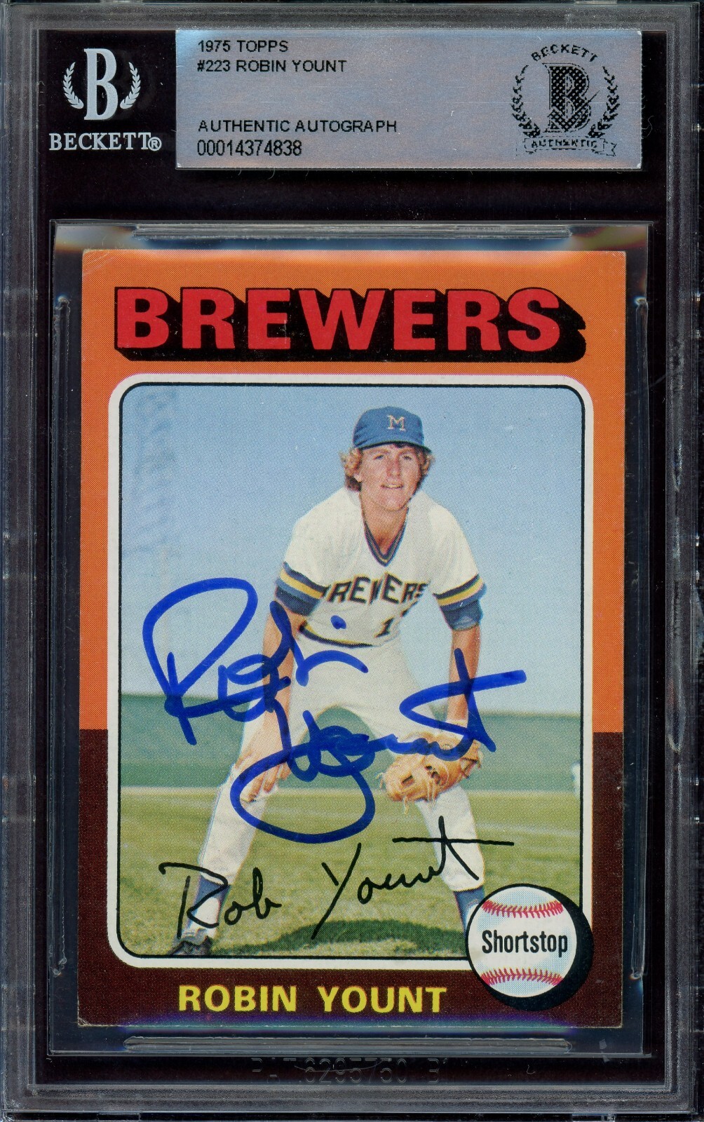 ROBIN YOUNT ~ 1975 Topps Rookie Autograph #223 ~ Certified BAS Beckett ...