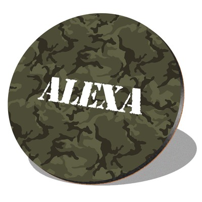 1 x Round Coaster - Name Alexa Camouflage Army Military Lettering ...