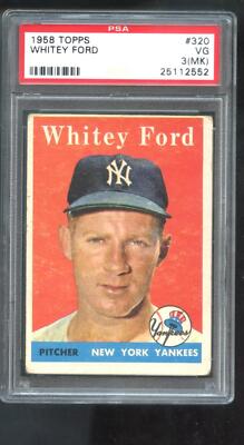1958 Topps #320 Whitey Ford PSA 3 (MK) Graded Baseball Card MLB New ...
