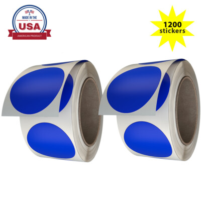 Round Dot Stickers 2" (50mm) Blue Adhesive Color Coding Marking Labels ...