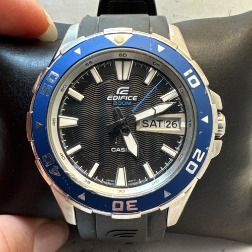 Casio EFM100 Blue Edifice Day/date Diver Men's Quartz Wristwatch BLACK ...