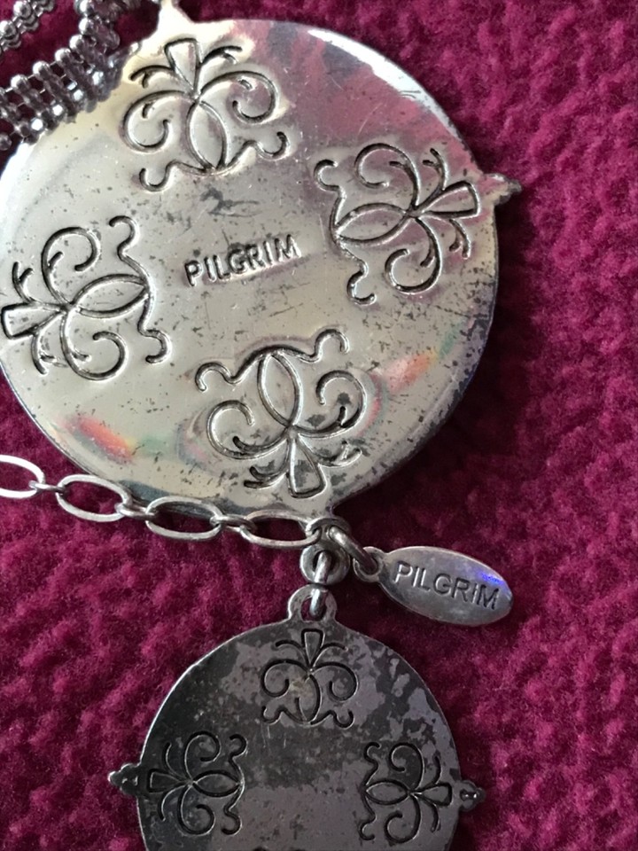 burgundy/navy and black enamel pendant necklace - danish designer ...