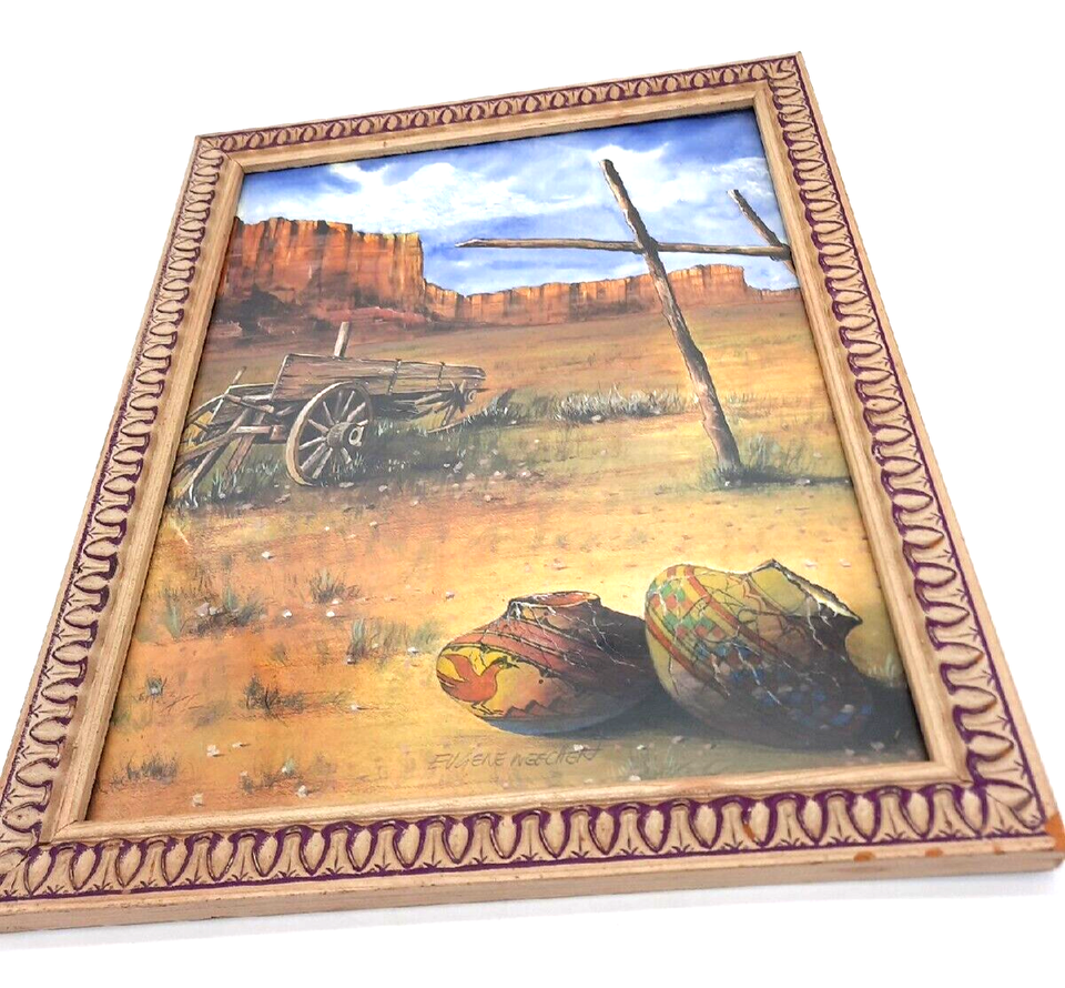 Vintage 12X16 Framed Southwestern Desert Mexican Art Print Signed ...